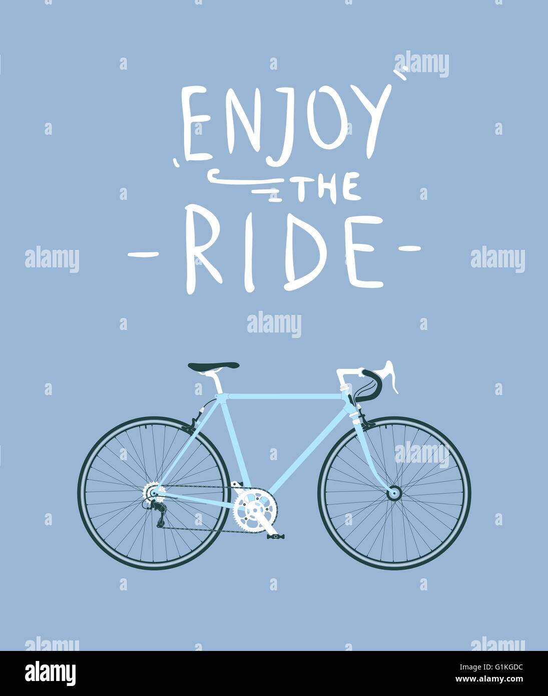 Classic mens town, road bike with enjoy the ride title, detailed vector ...