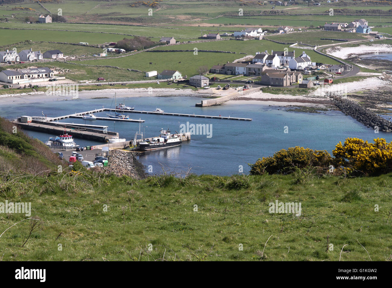 Rathlin Ferry in the harbour at Rathlin Island, County Antrim, Northern ...