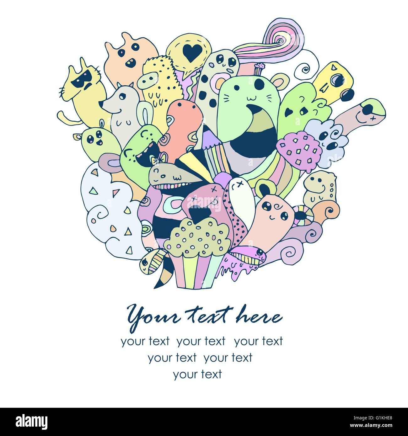 Doodle people pattern hand Stock Vector Images - Alamy