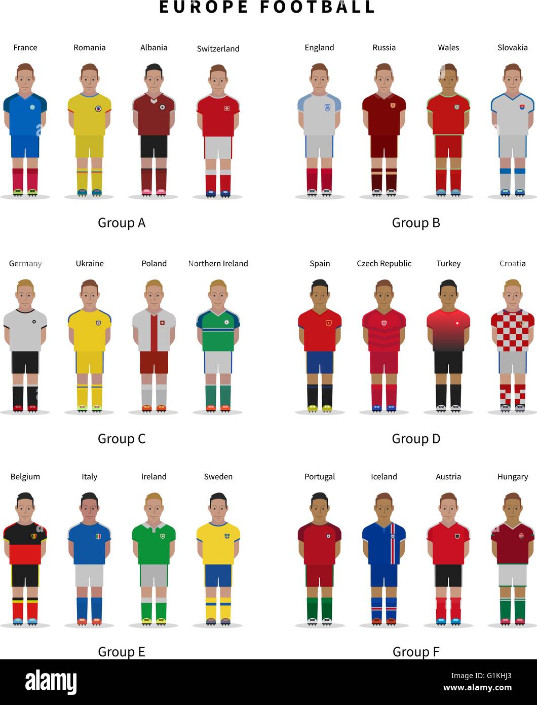 Football championship. National team players uniform. Soccer Stock ...