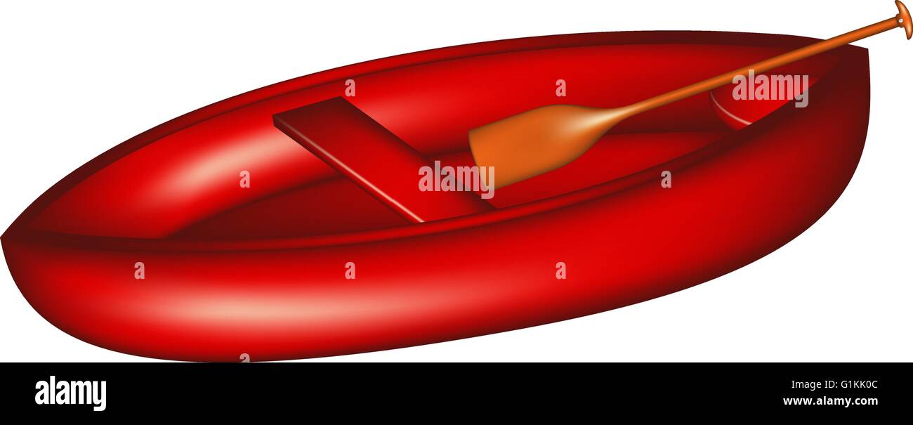 Wooden canoe in red design with paddle Stock Vector Image & Art - Alamy