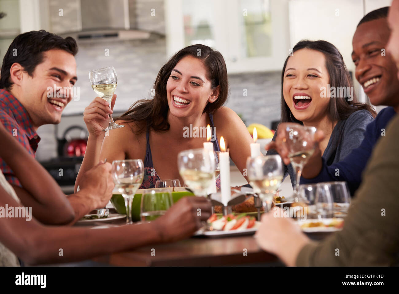 Dinner party six people hi-res stock photography and images - Alamy