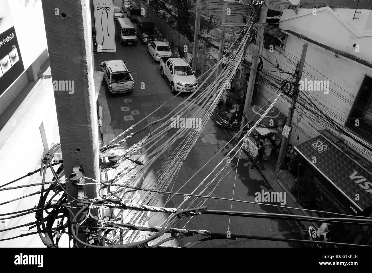 tangle of wires in bangkok Stock Photo - Alamy