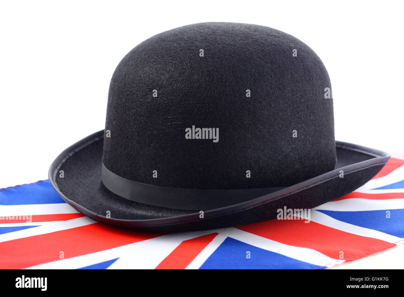 English UK events concept with bowler hat and Union Jack flag against a ...