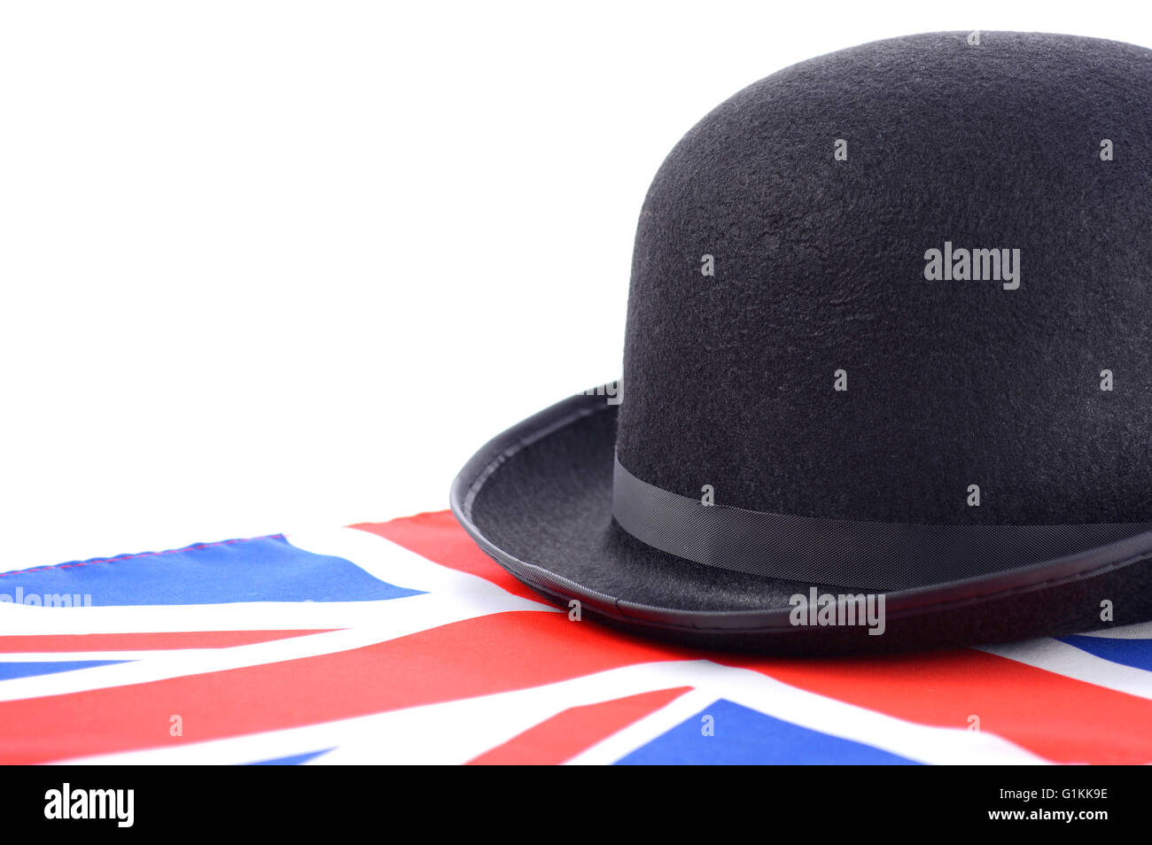English UK events concept with bowler hat and Union Jack flag against a ...