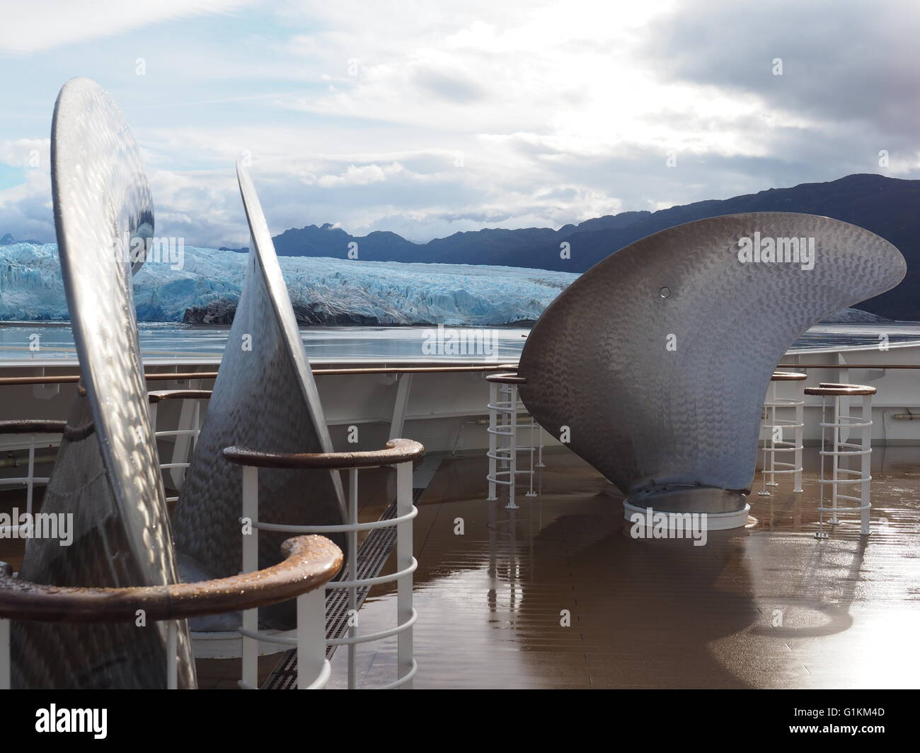 Three of Queen Mary 2s spare propeller blades on deck 7 foredeck with ...