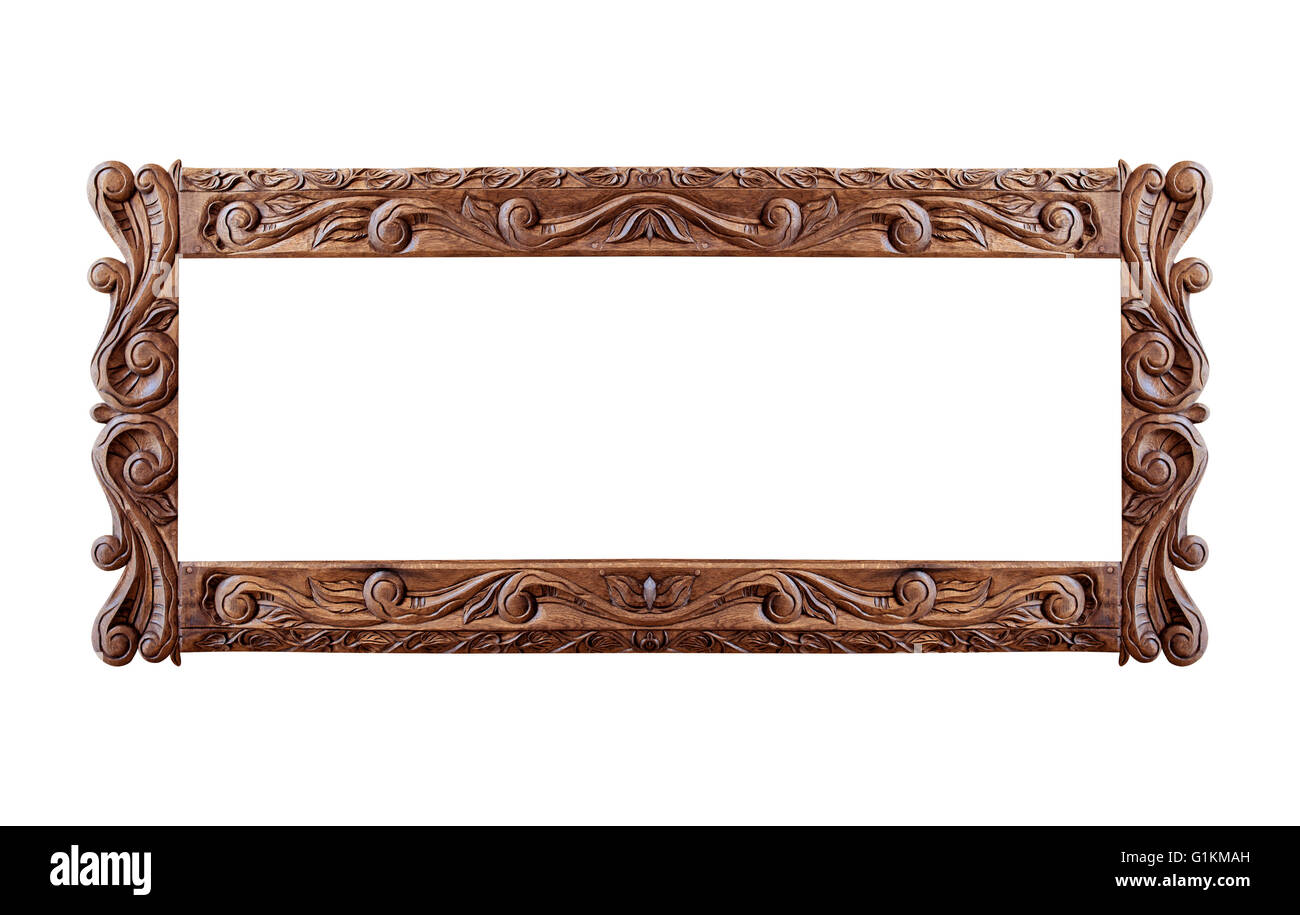 Vintage wooden frame isolated on white background Stock Photo - Alamy
