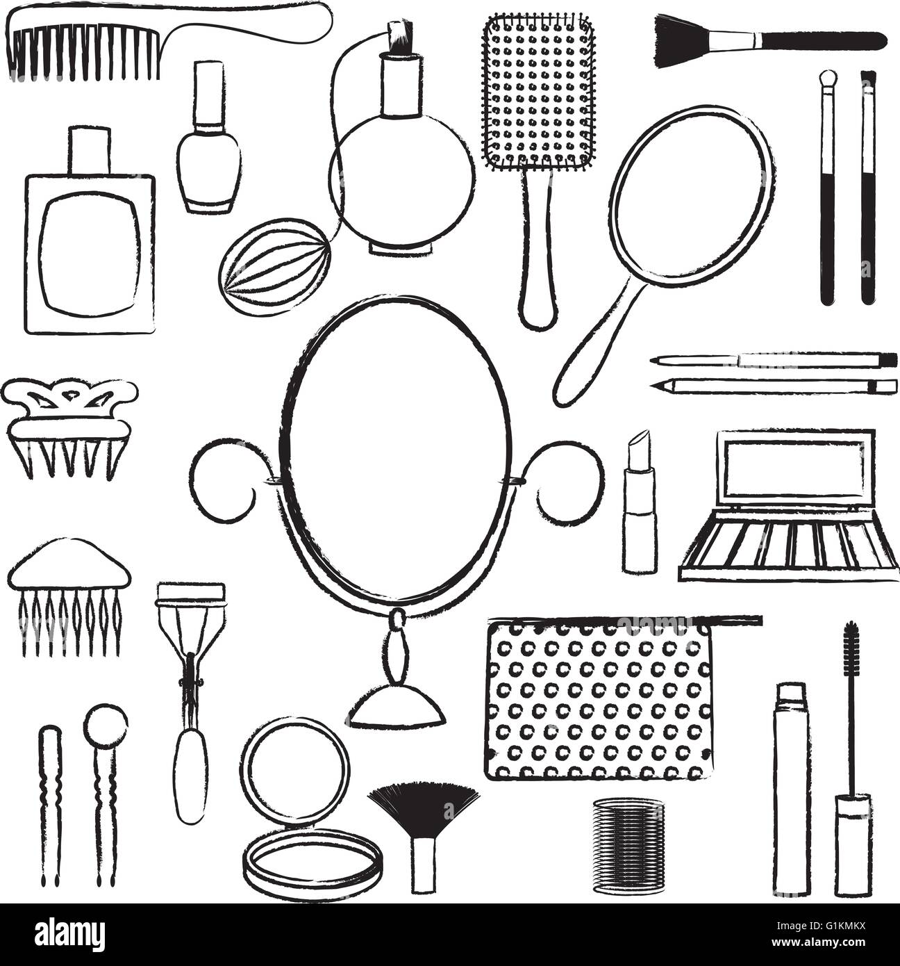 Hand drawn hair salon Stock Vector Images - Alamy