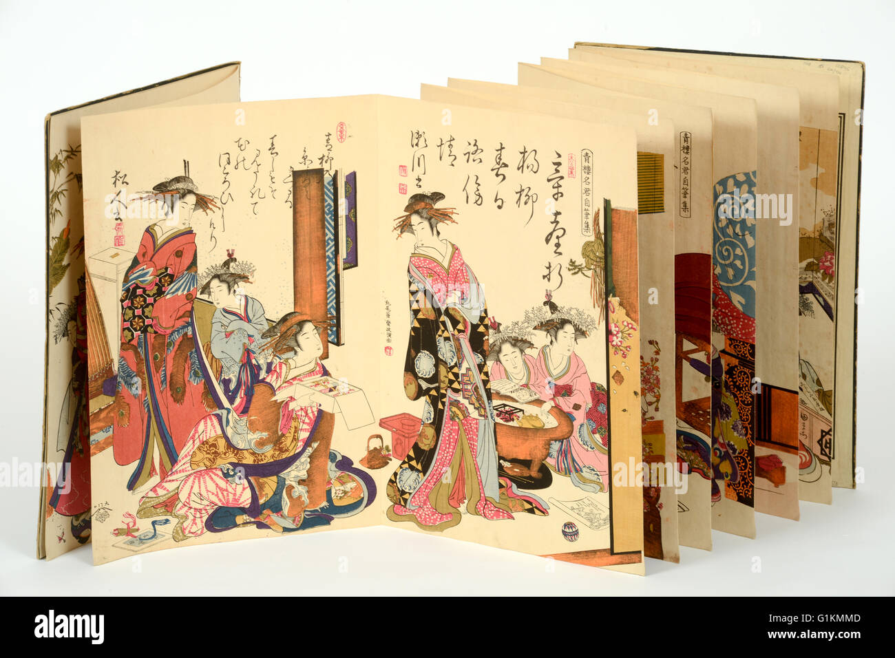 Old japanese paintings on a book Stock Photo - Alamy