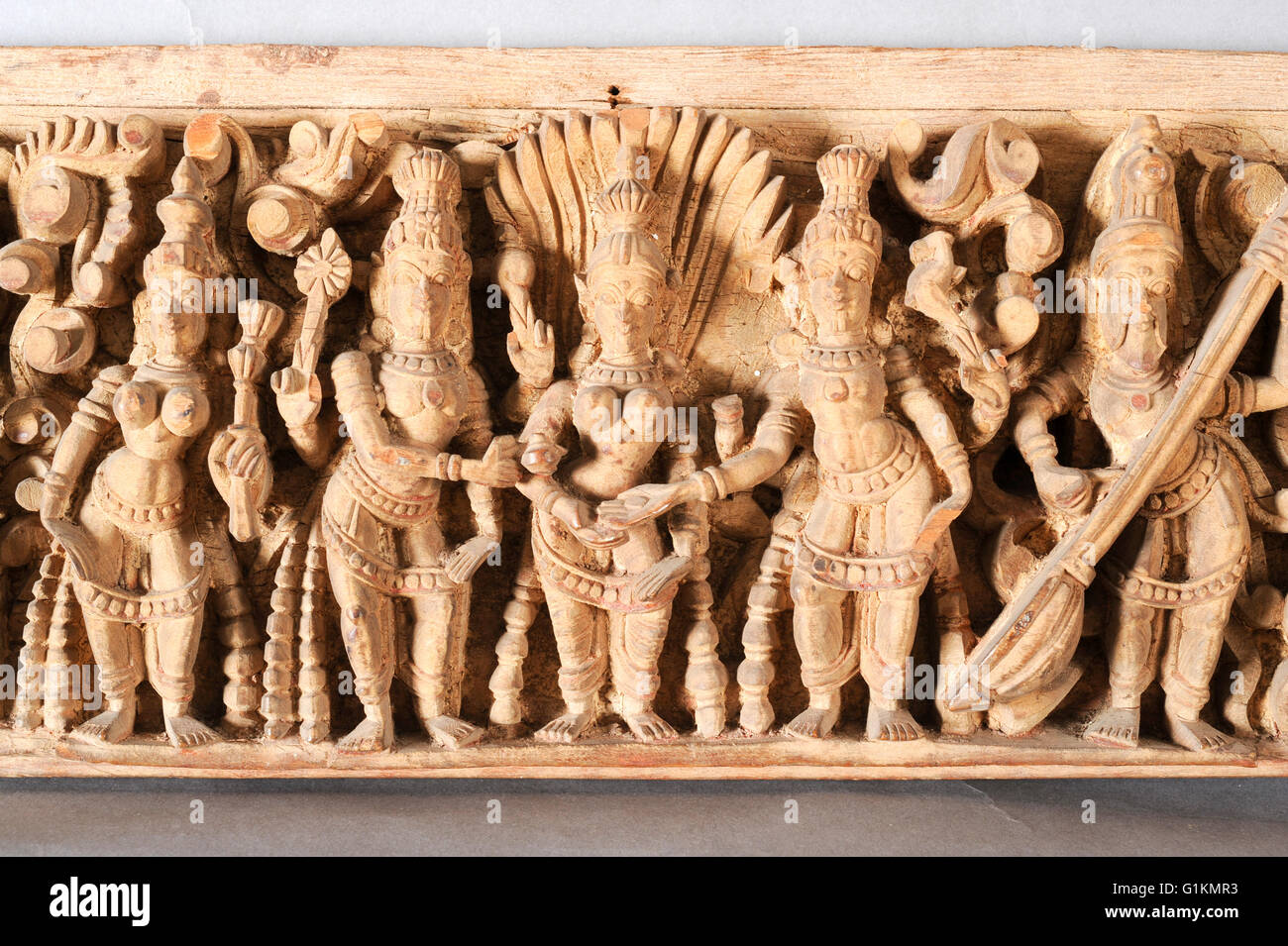 Antique indian wooden frieze isolated Stock Photo - Alamy