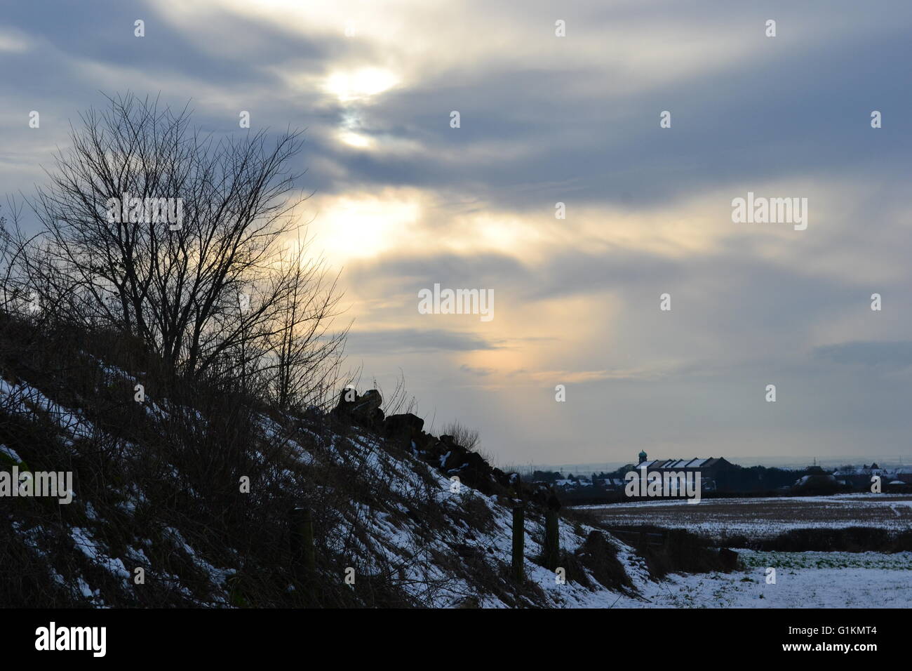 Winter sky and snowy landscape Stock Photo - Alamy