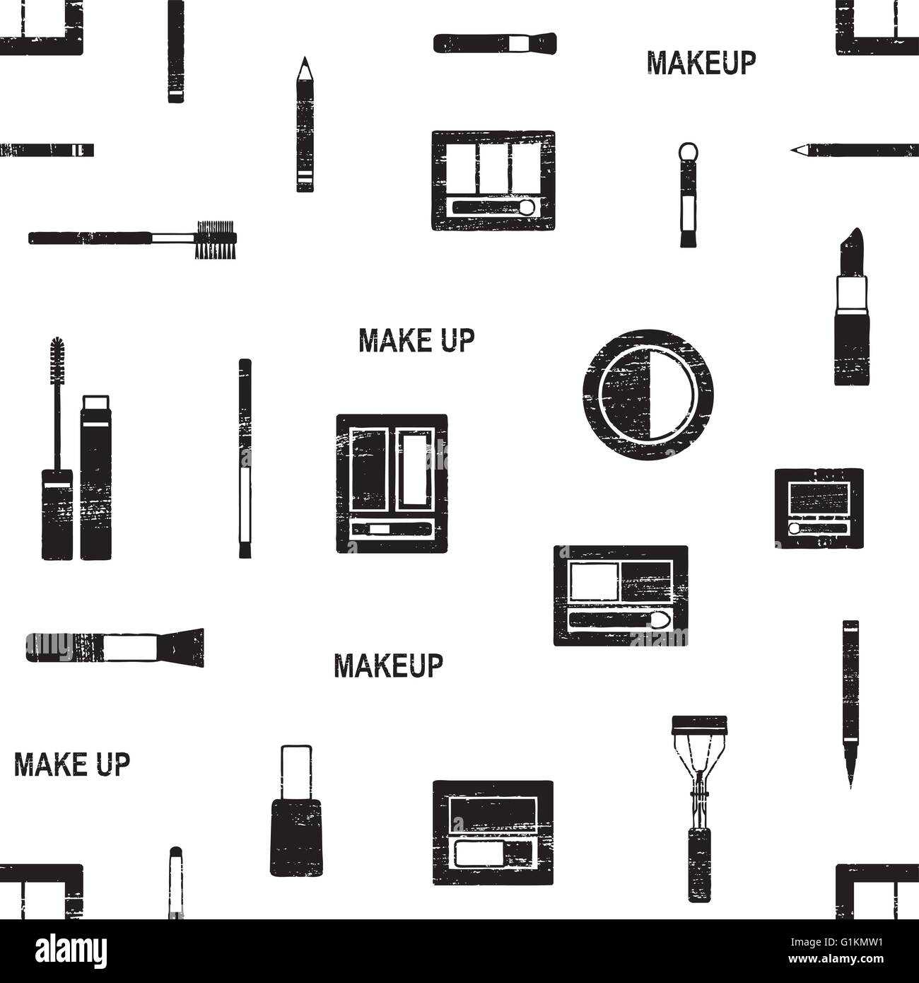 Scratched vector seamless pattern with makeup objects Stock Vector ...