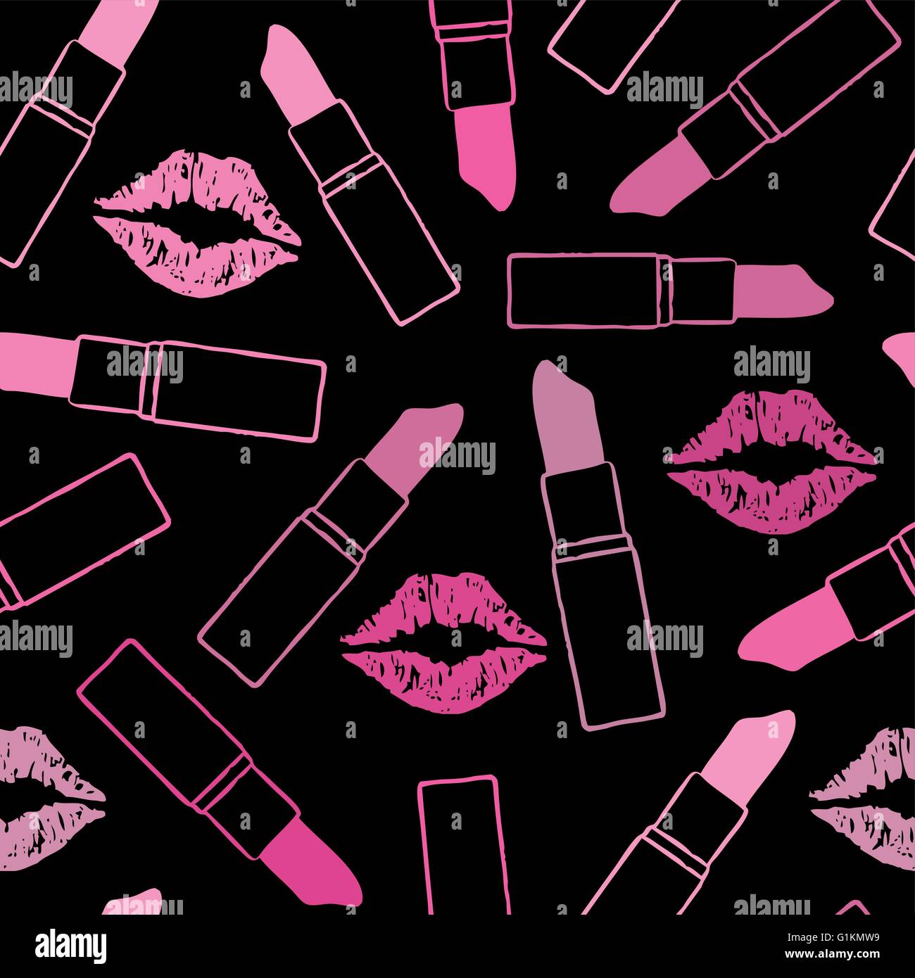 Seamless pattern background with lips and lipsticks Stock Vector Image ...