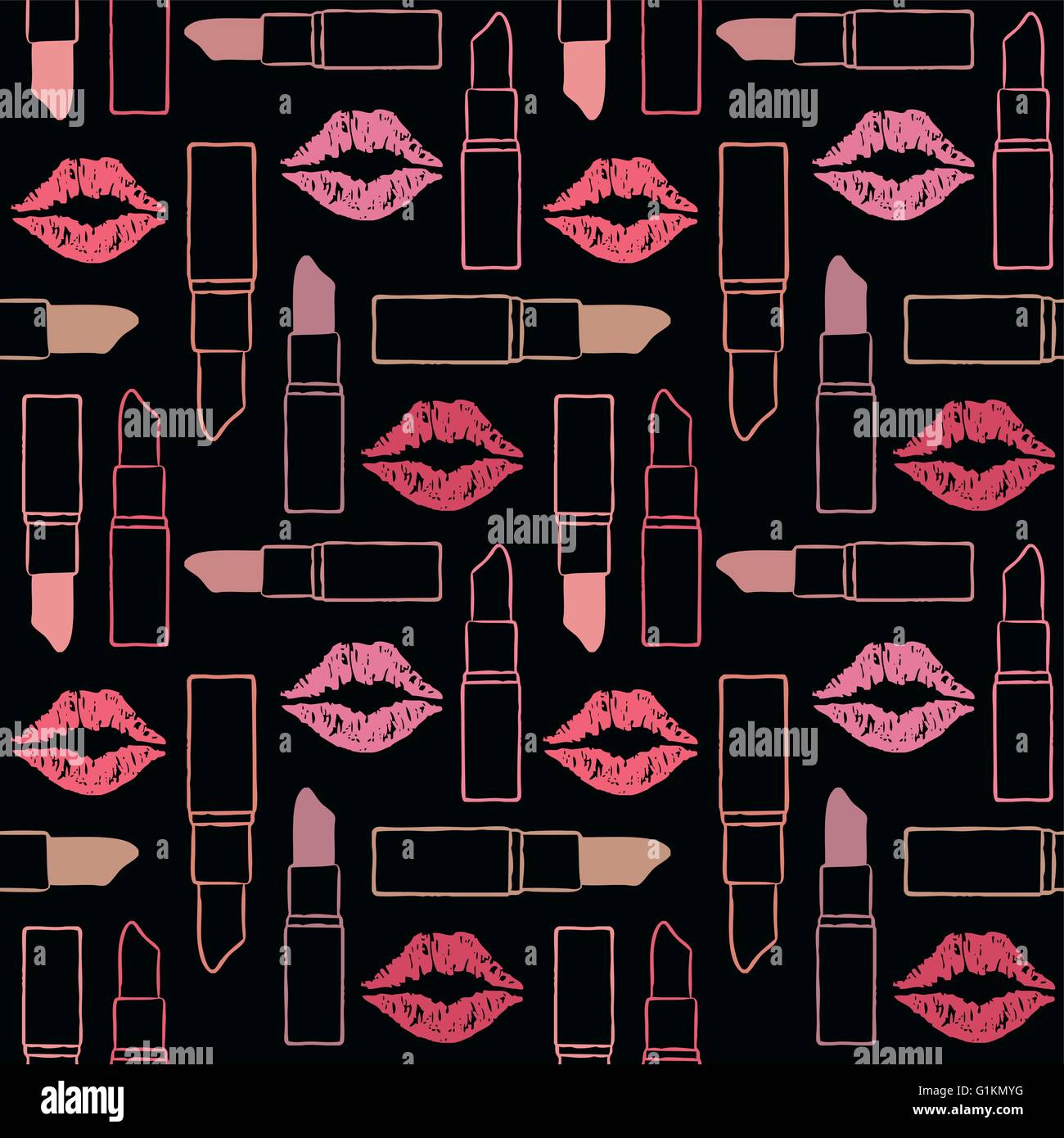 Vector seamless pattern background with lips and lipsticks 1 Stock ...