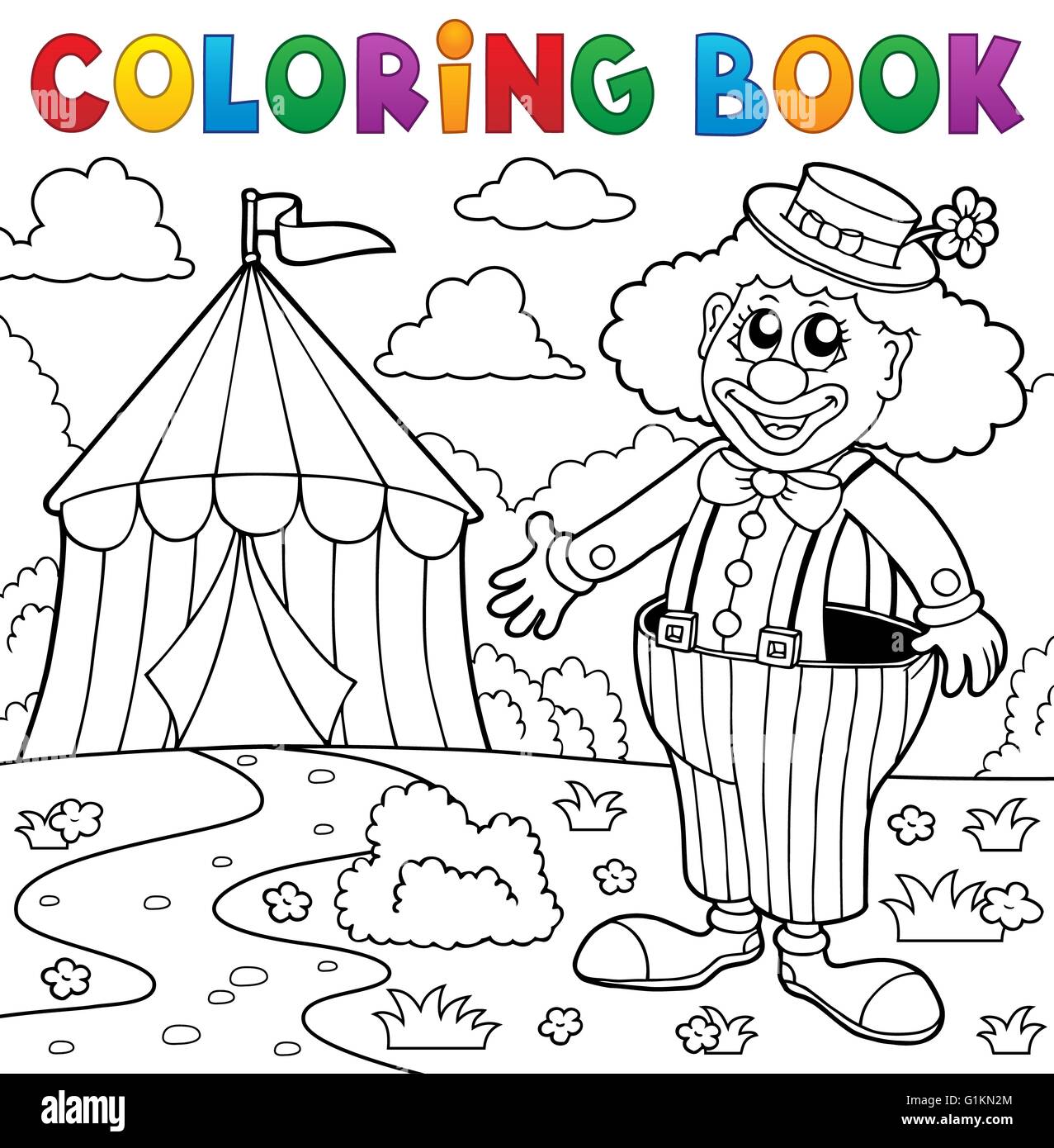 Coloring book clown near circus theme 5 - picture illustration Stock ...