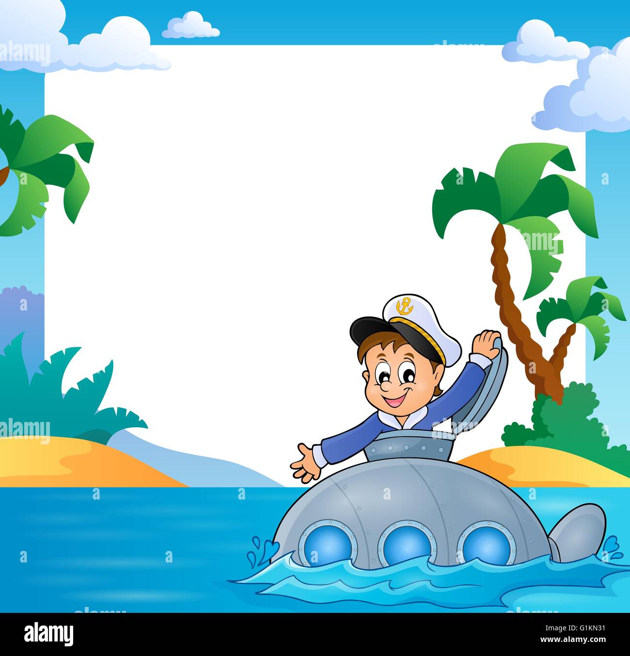 Frame with sailor on submarine - picture illustration Stock Photo - Alamy