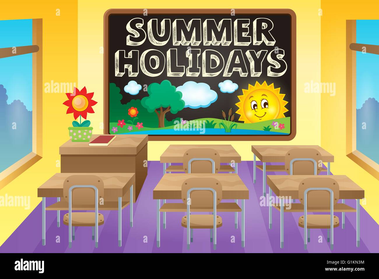 School holidays theme image 3 - picture illustration Stock Photo - Alamy