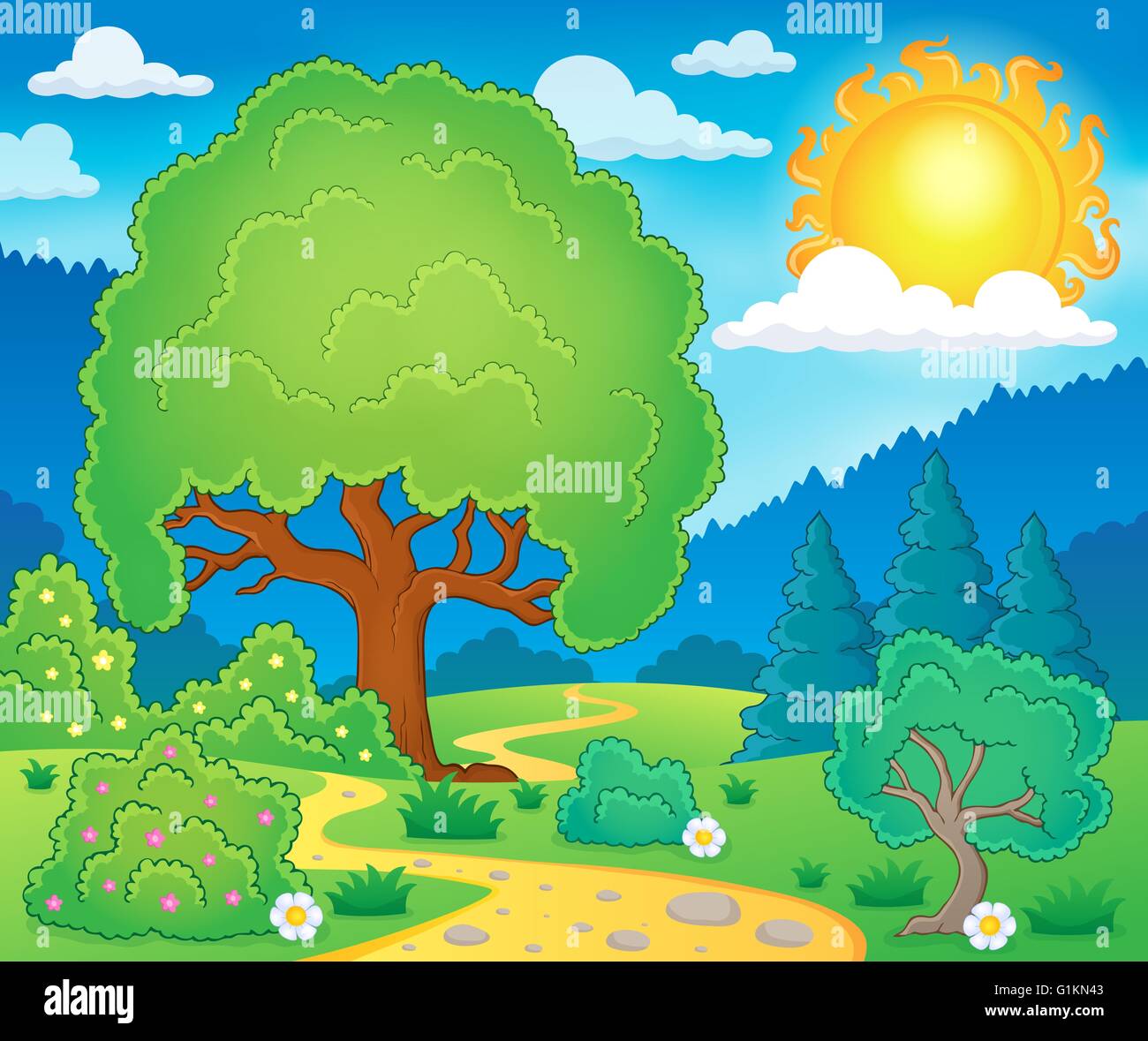 Spring topic scenery 3 - picture illustration Stock Photo - Alamy