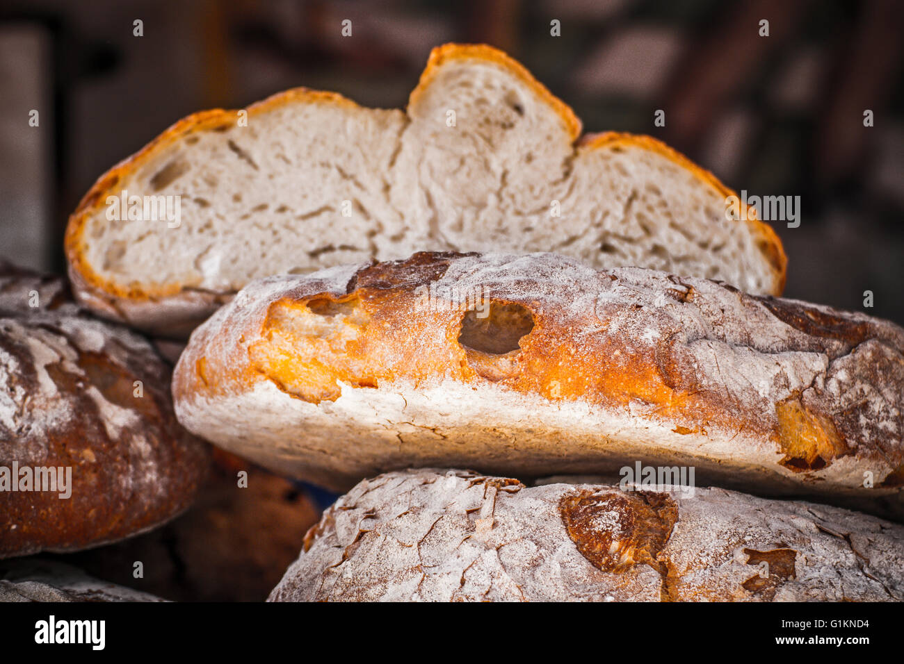 Handmade artisan bread in a medieval fair, food Stock Photo - Alamy