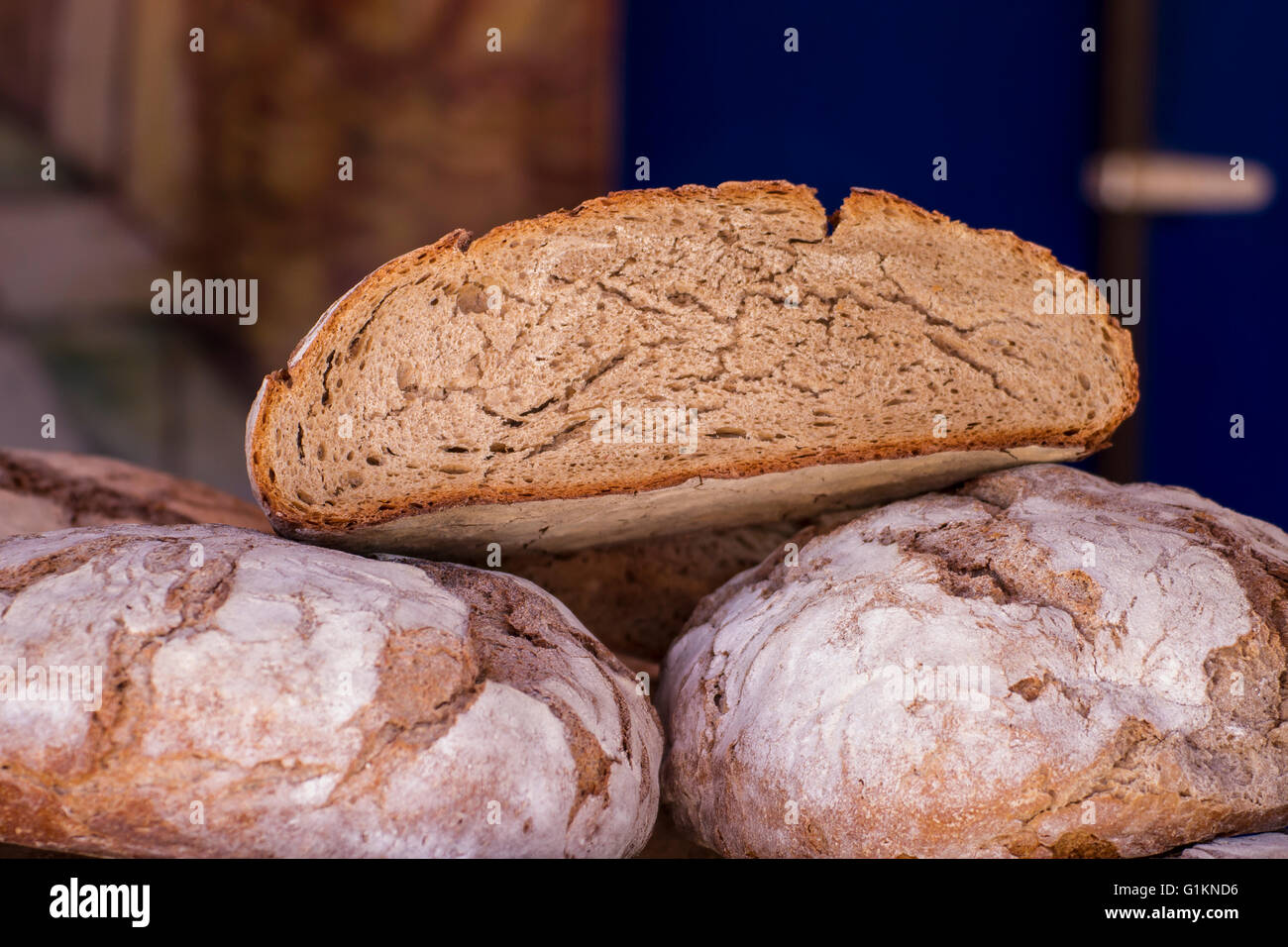 Handmade artisan bread in a medieval fair Stock Photo - Alamy