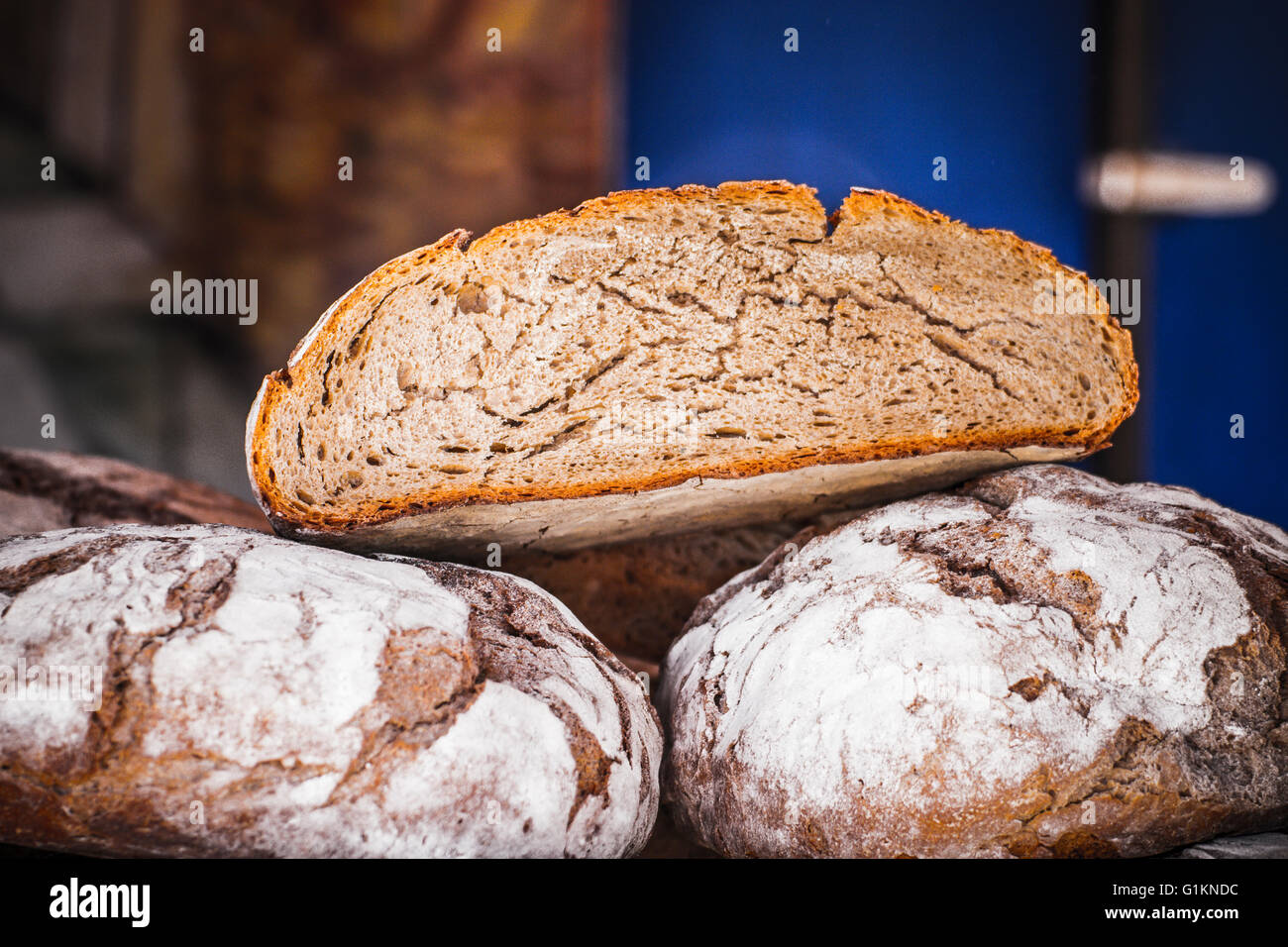 Handmade artisan bread in a medieval fair Stock Photo - Alamy