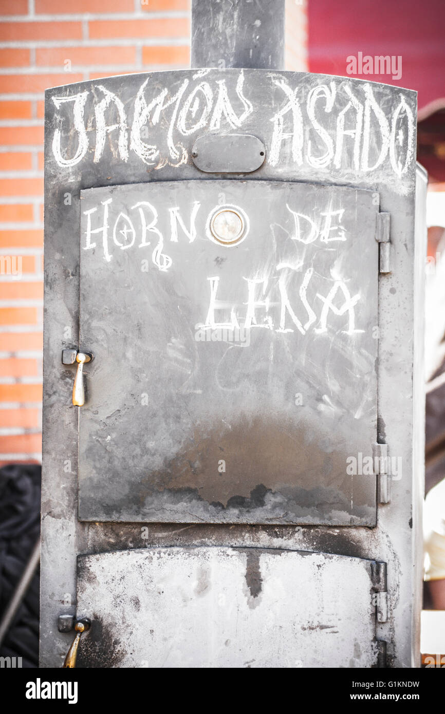 wood stove in a medieval fair, Spain Stock Photo - Alamy
