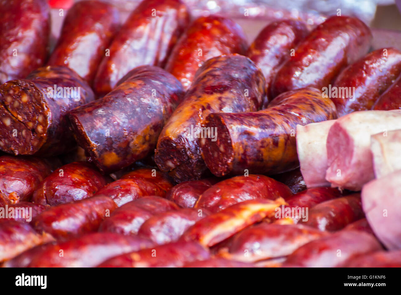 Grill, artisan sausages in a medieval fair Stock Photo - Alamy