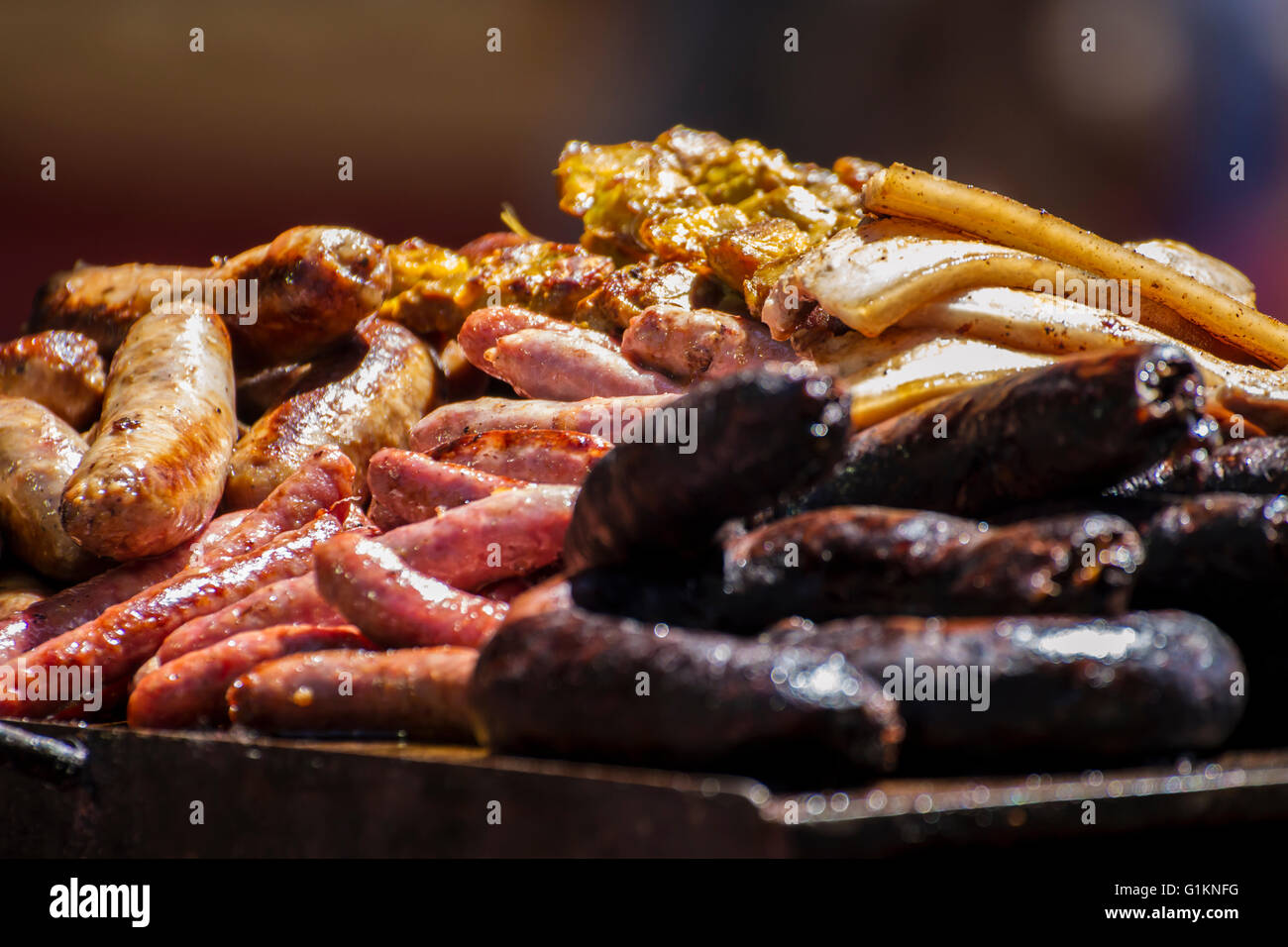 Grill, artisan sausages in a medieval fair Stock Photo - Alamy