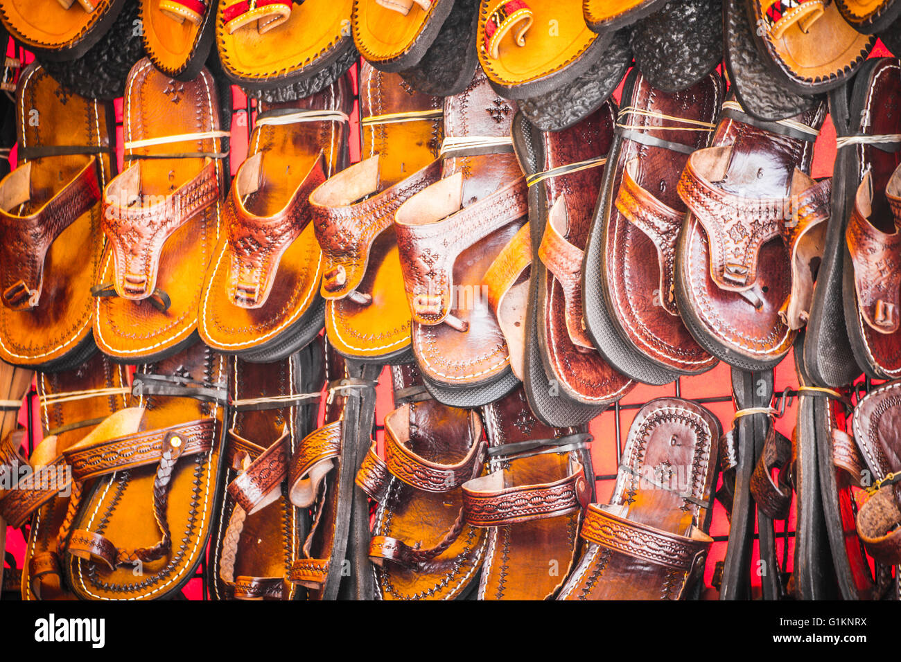 Leather craft stalls in a medieval fair Stock Photo - Alamy