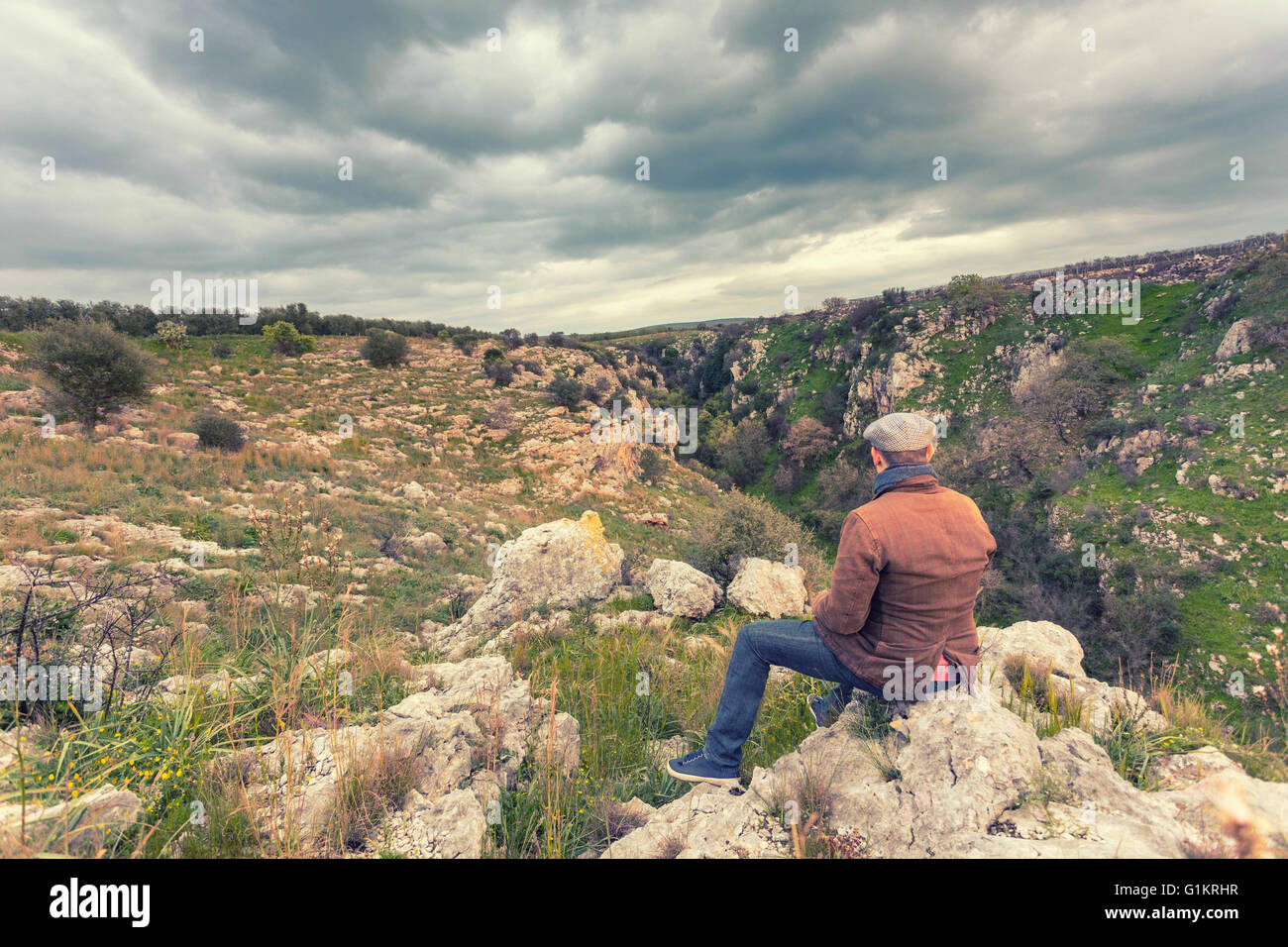 Suggestive sunset in a canyon Puglia. Canosa DP, Puglia. Italy Stock ...