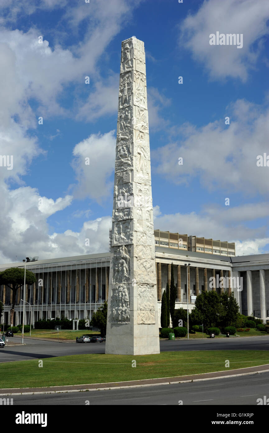 Italy, Rome, Eur, Piazza Guglielmo Marconi, obelisk Stock Photo - Alamy