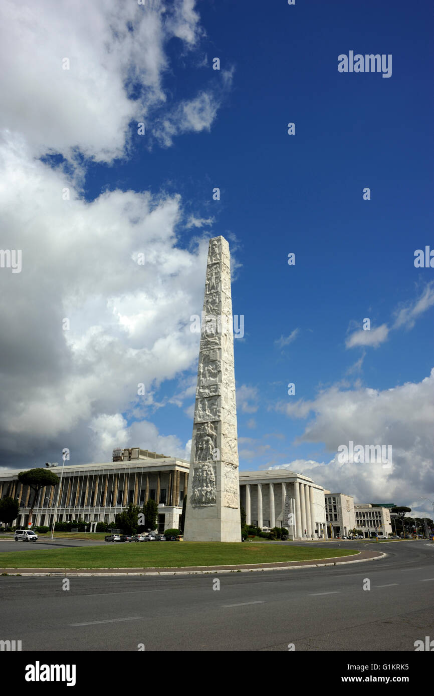 Italy, Rome, Eur, Piazza Guglielmo Marconi, obelisk Stock Photo - Alamy