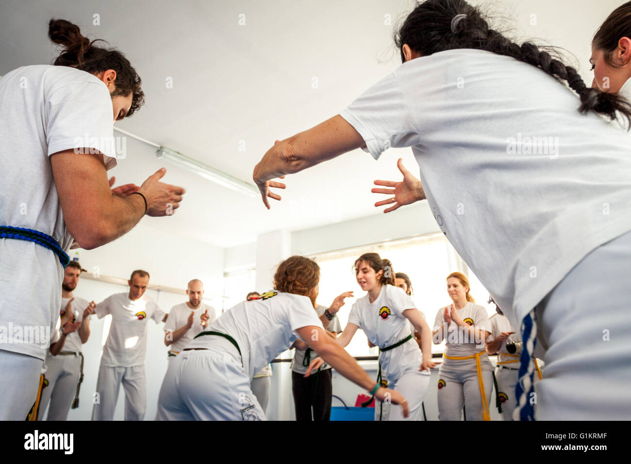 Birimbao, ropes and roda in the capoeira game. Athens, Central Athens ...