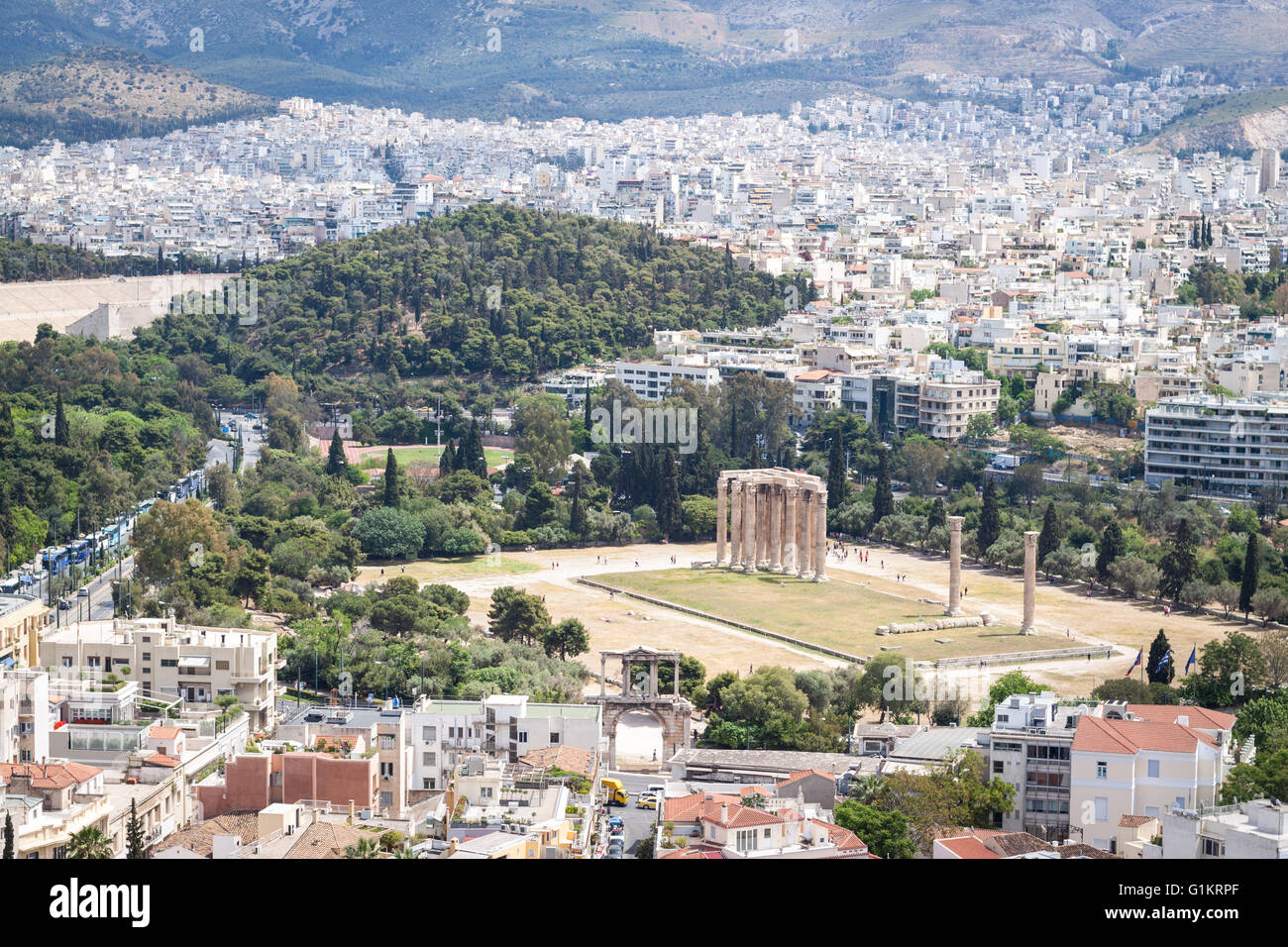 View of the olympian Zeus from the acropolis. Athens, Central Athens ...