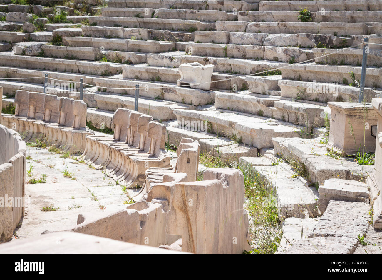 Marble thrones in the Theatre of Dionysus. Athens, Central Athens ...