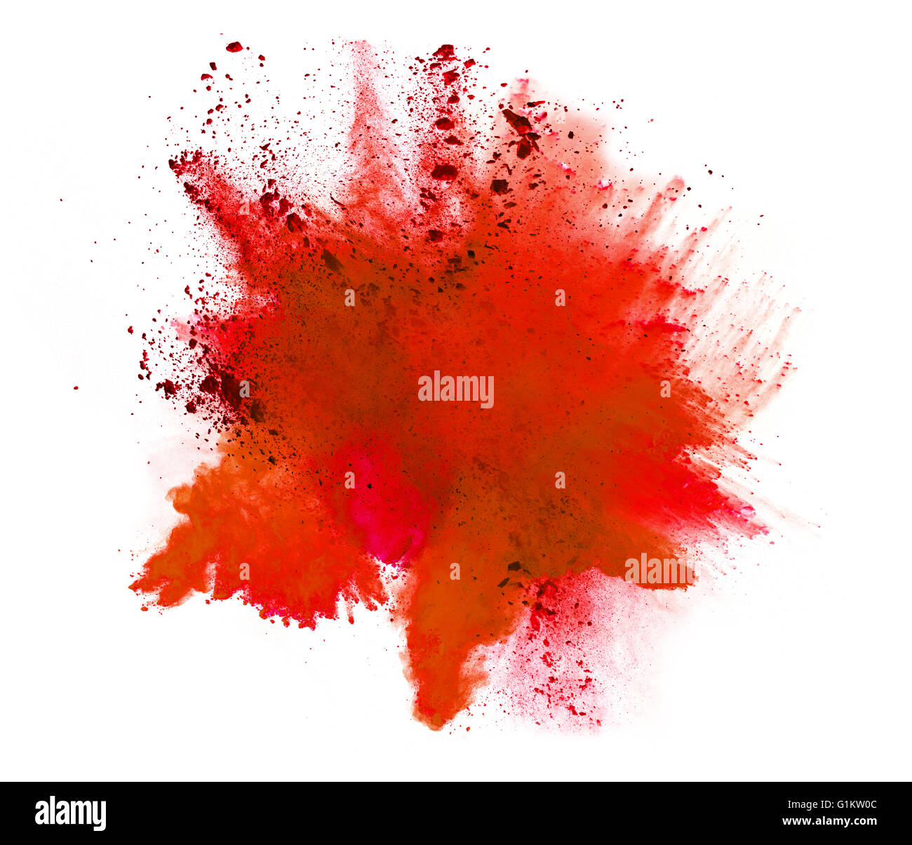 Colored powder explosion isolated on white background Stock Photo - Alamy