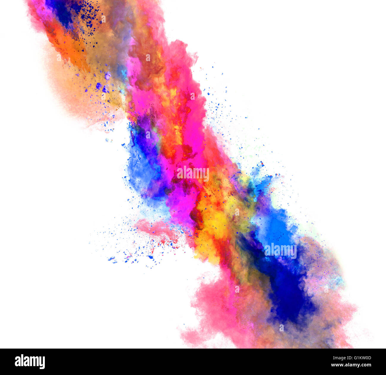 Colored powder explosion isolated on white background Stock Photo - Alamy