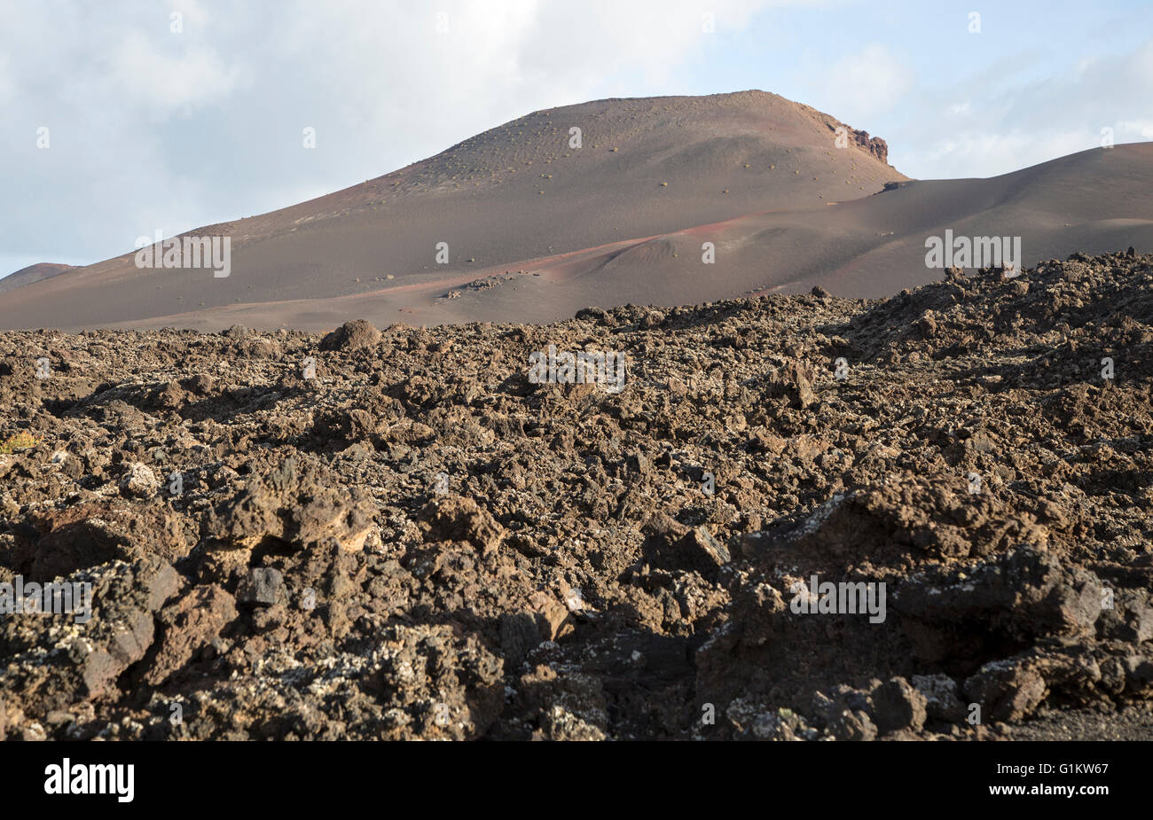 Volcanic landscape Parque Nacional de Timanfaya, national park, Lanzarote, Canary Islands, Spain ...