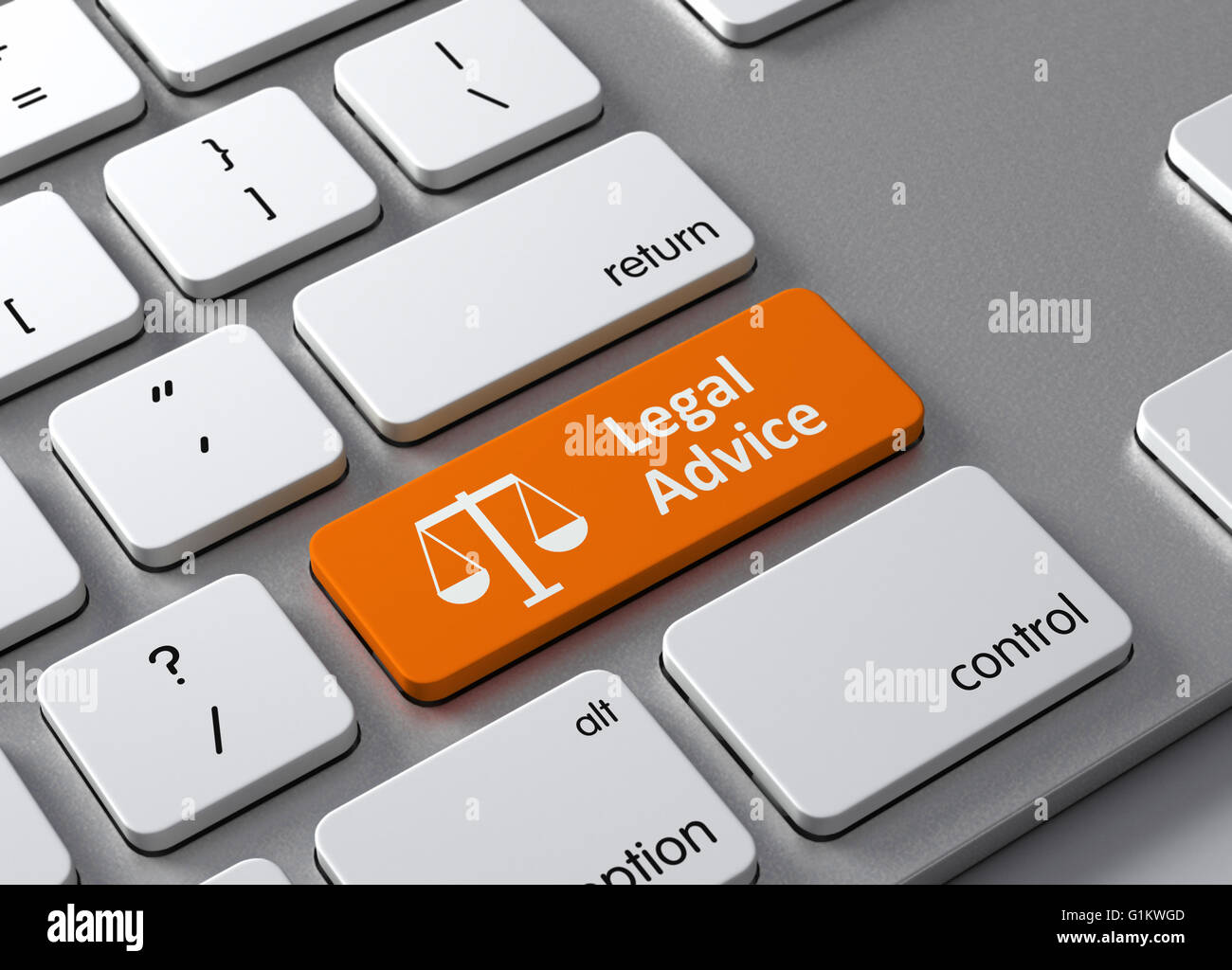 A keyboard with a orange button Legal Advice Stock Photo - Alamy
