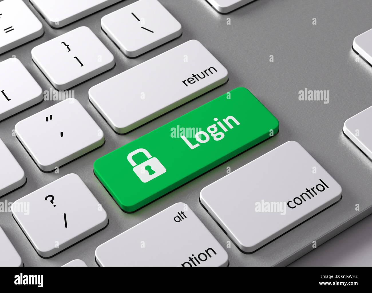 A keyboard with a green button Login Stock Photo - Alamy