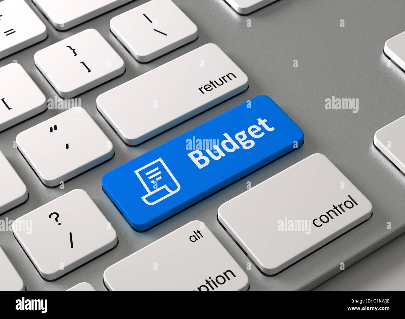 A keyboard with a blue button Budget Stock Photo - Alamy