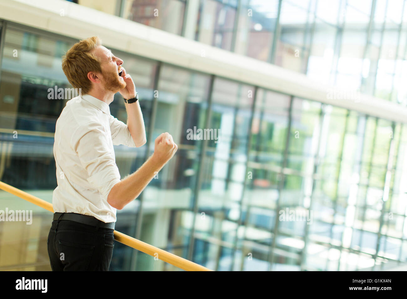 Man excited with beard hi-res stock photography and images - Alamy