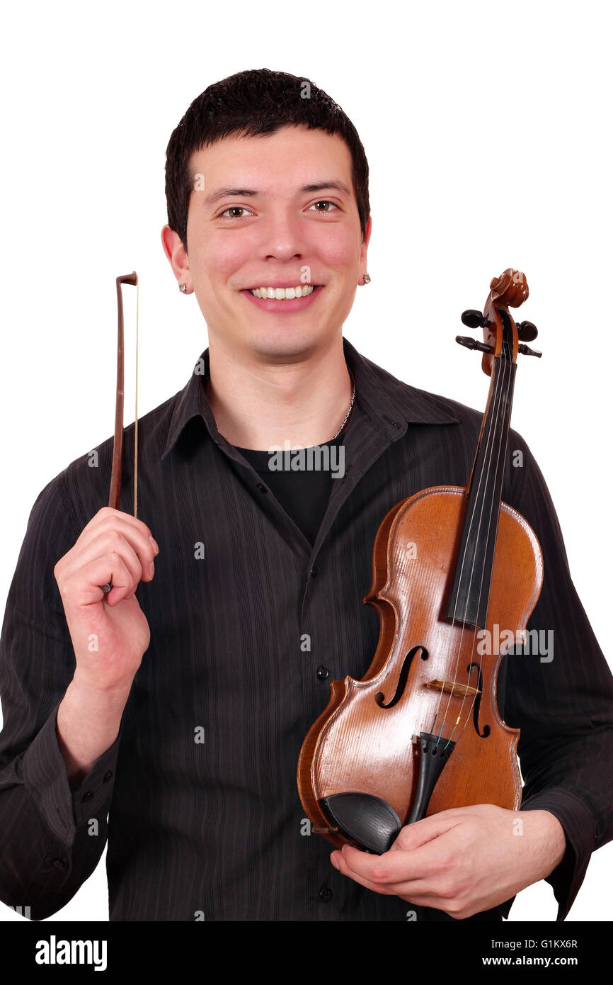 man with violin posing Stock Photo - Alamy