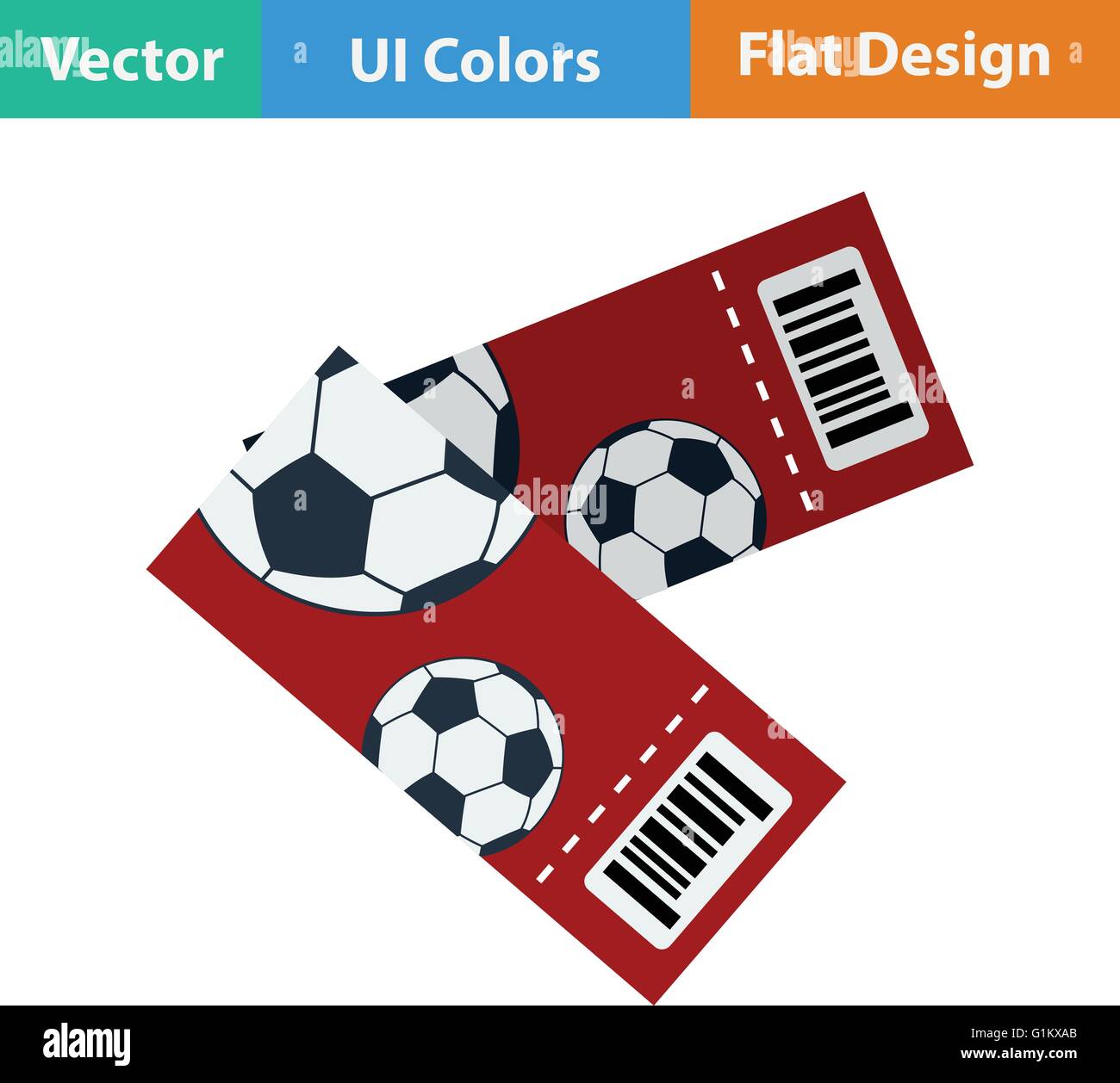 Two football tickets icon. Flat design in ui colors. Vector ...