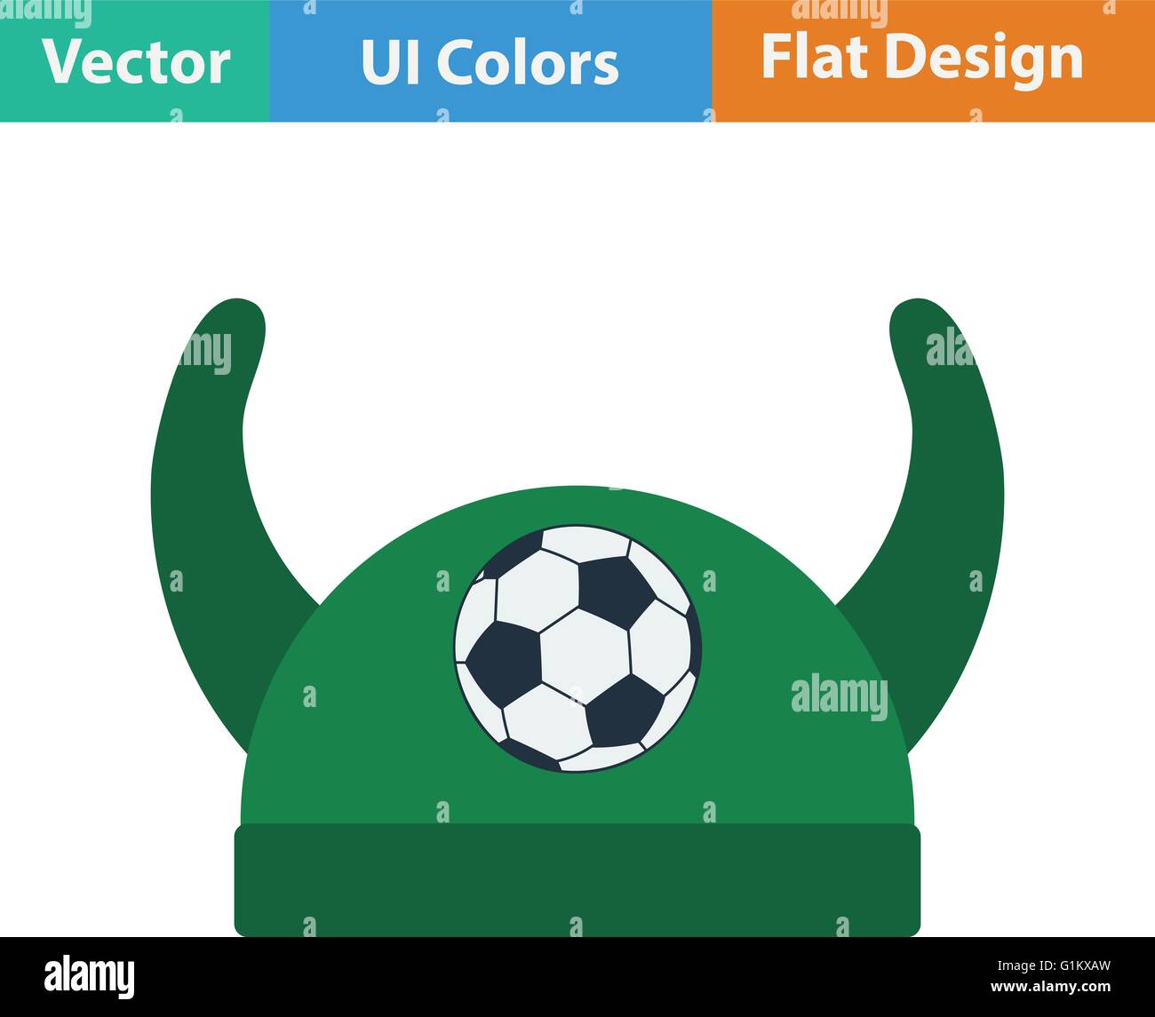 Football fans horned hat icon. Flat design in ui colors. Vector ...