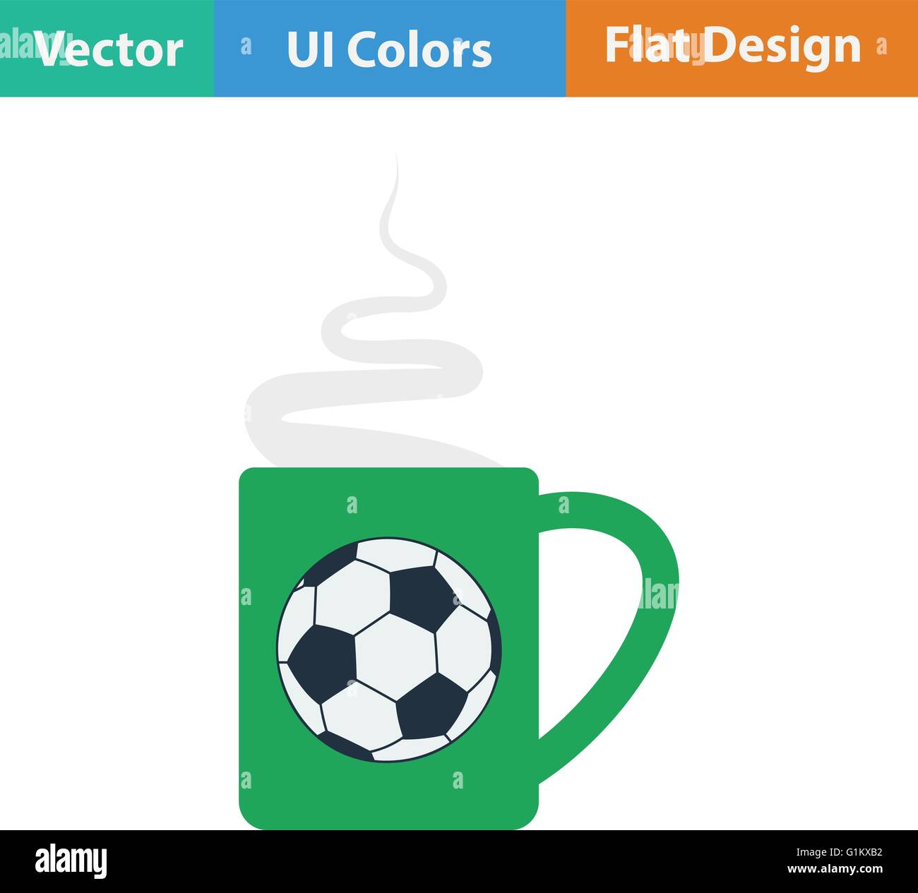Football fans coffee cup with smoke icon. Flat design in ui colors ...