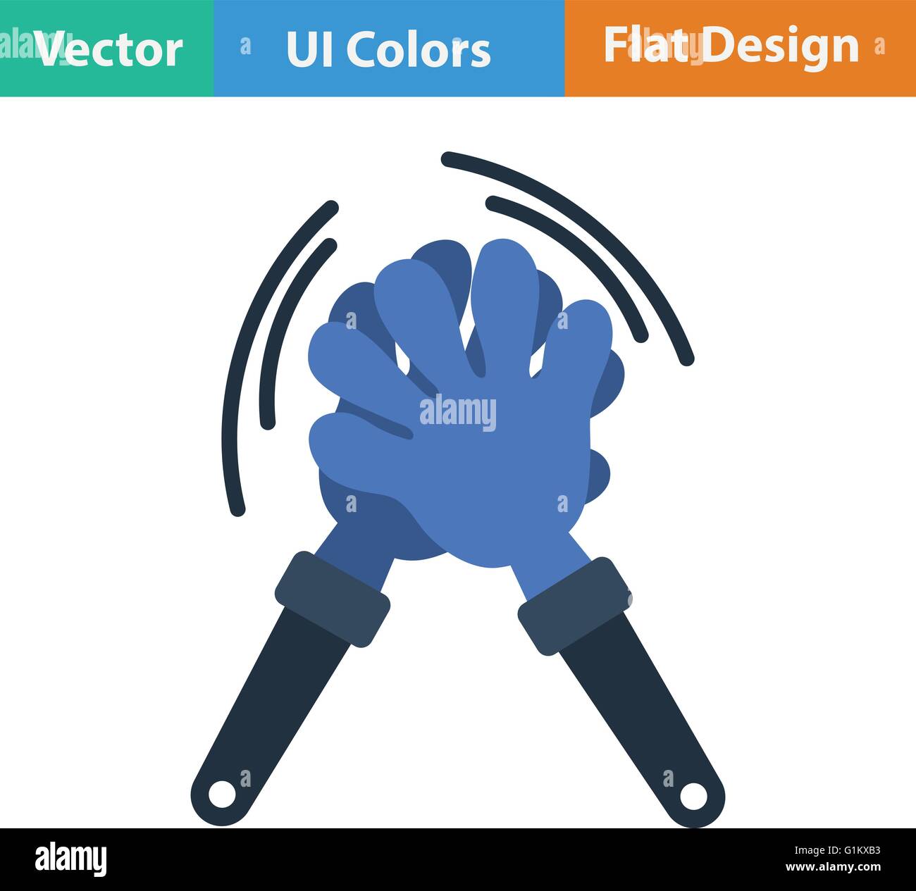 Football fans clap hand toy icon. Flat design in ui colors. Vector ...