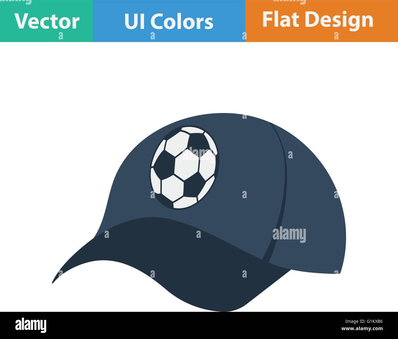 Football fans cap icon. Flat design in ui colors. Vector illustration ...