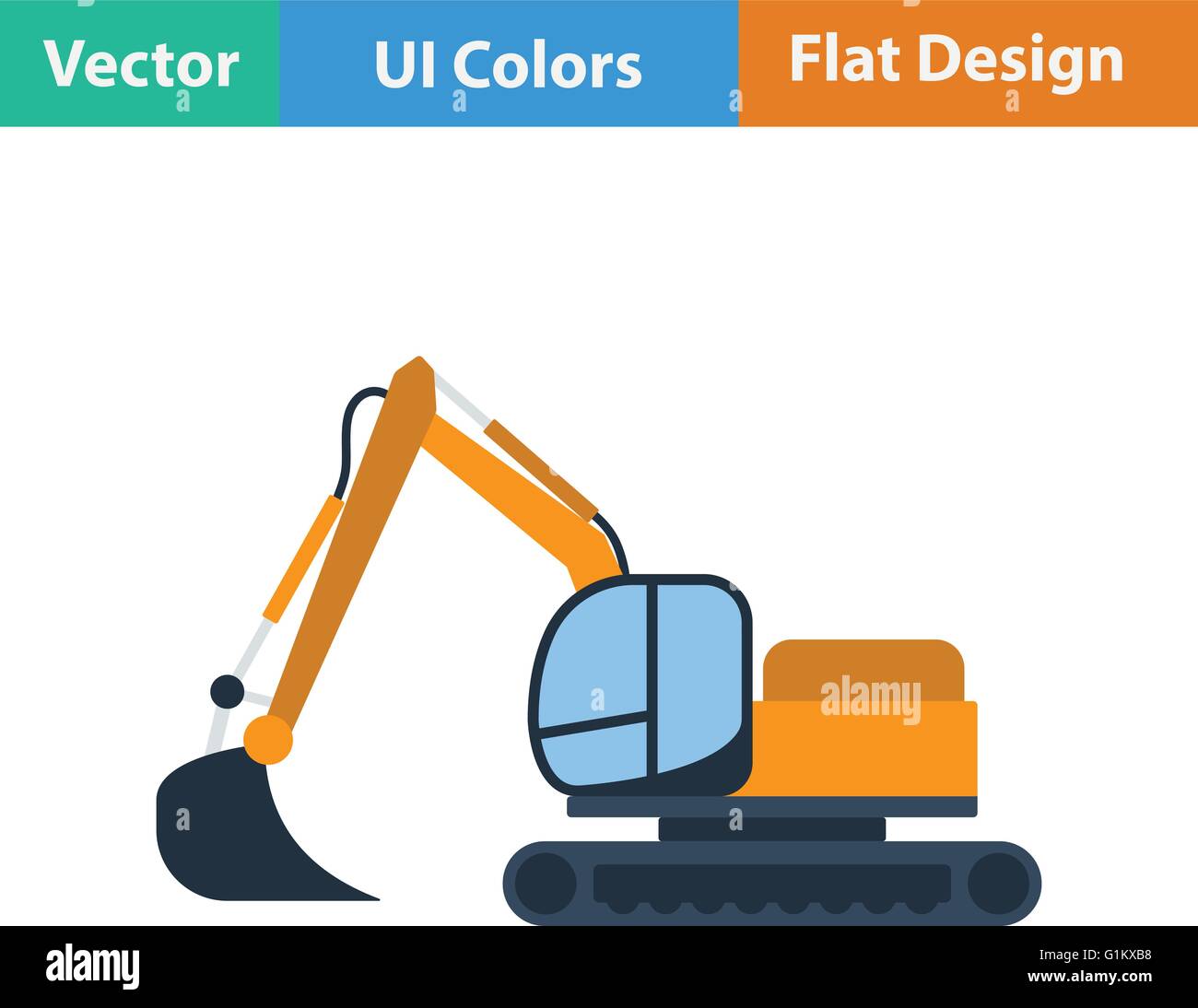 Flat design icon of construction bulldozer in ui colors. Vector ...