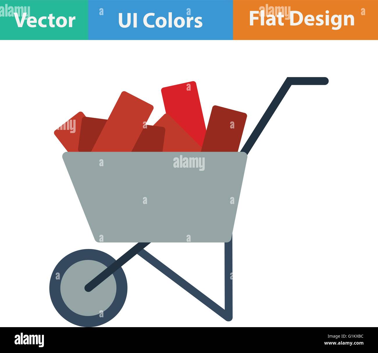 Flat design icon of construction cart in ui colors. Vector illustration ...